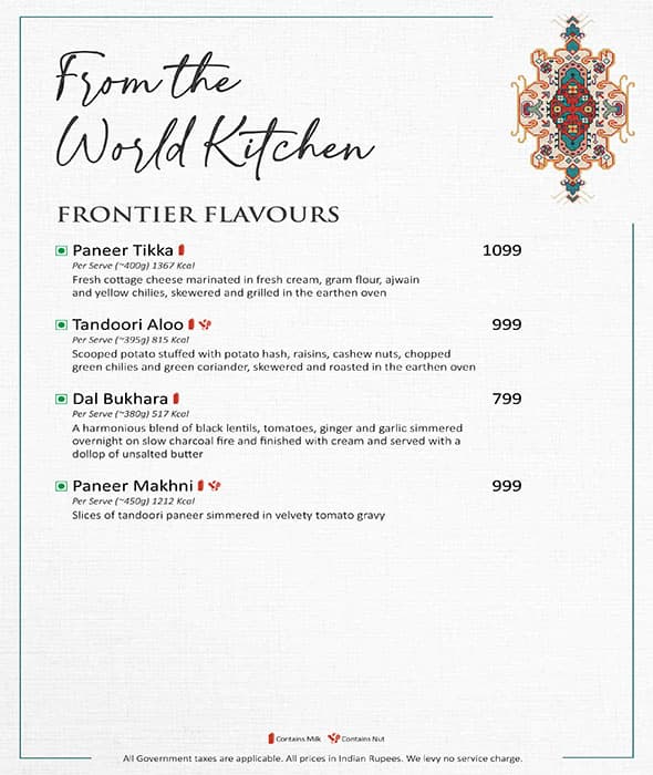 Menu at ITC Sonar - Gourmet Couch, Kolkata