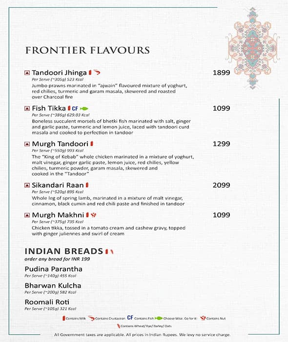 Menu at ITC Sonar - Gourmet Couch, Kolkata