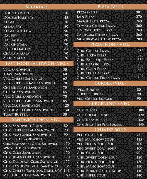 Menu of Sabir Restaurant, Churchgate, Mumbai