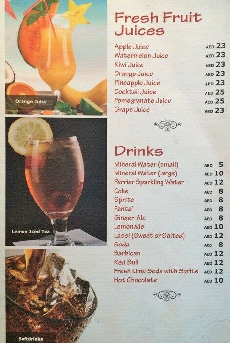 Menu at Cha Cha Chai Cafe, Dubai