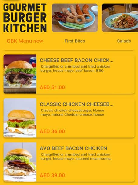 Gourmet Burger Kitchen Menu