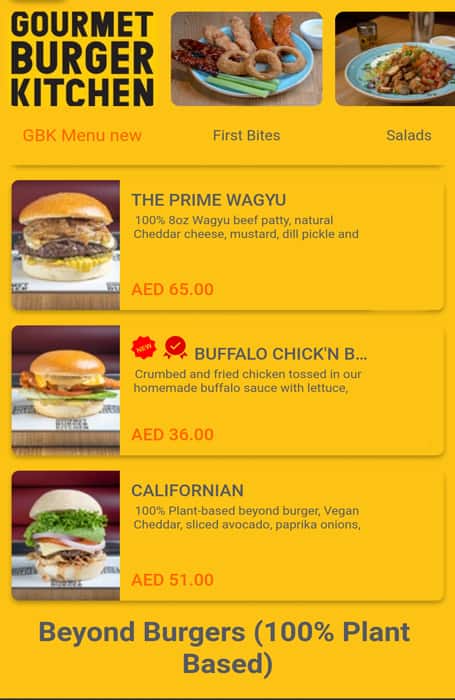 Gourmet Burger Kitchen Menu