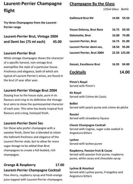 Menu at Vertigo 42 pub & bar, London, Tower 42