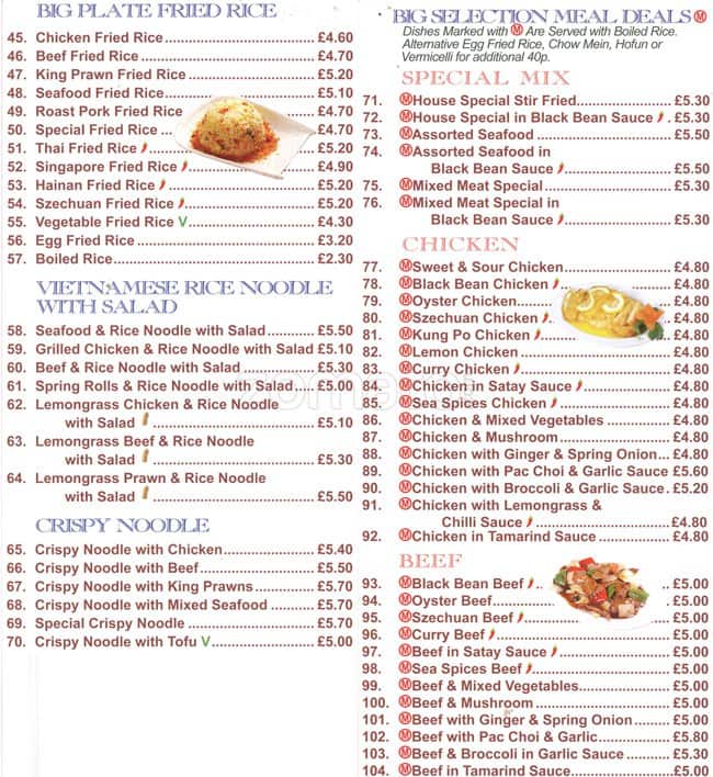 Menu at Yaki Noodle Bar, Barking