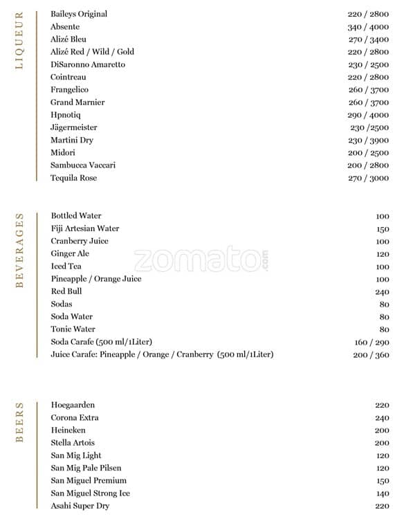 Menu at Prive Luxury Club, Taguig