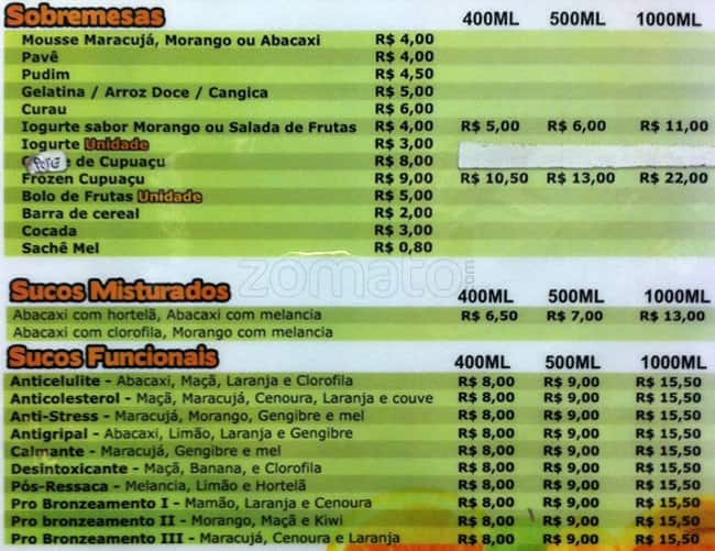 Menu em Sucos & Companhia pub & Bar, São Paulo, Terminal Rodoviário Tietê