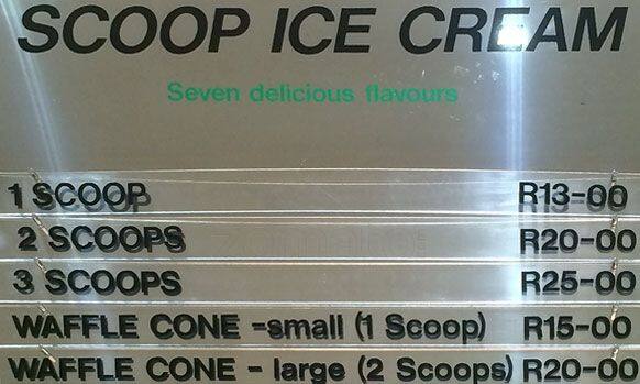 Menu at Memory Lane Frozen Yoghurt desserts, Pretoria