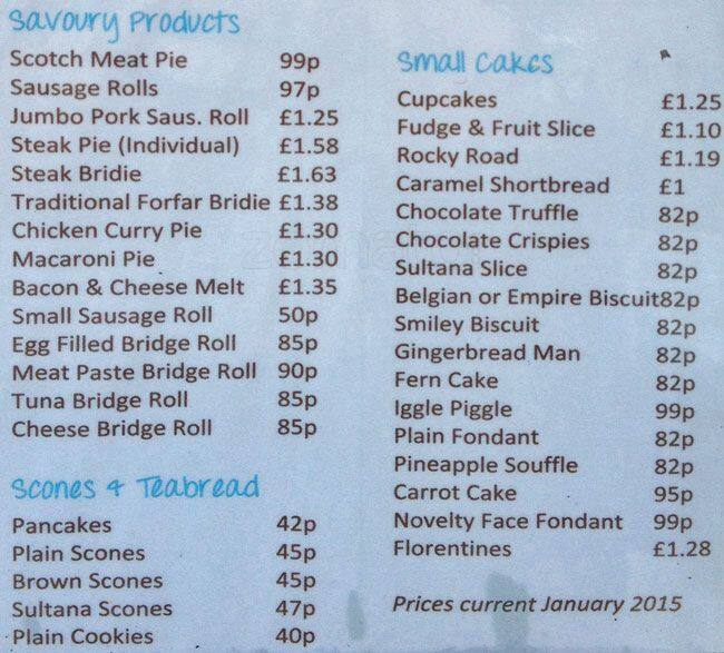 Menu at Goodfellow & Steven, Edinburgh, 137 Liberton Brae