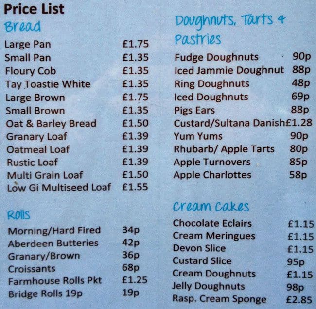 Menu at Goodfellow & Steven, Edinburgh, 137 Liberton Brae