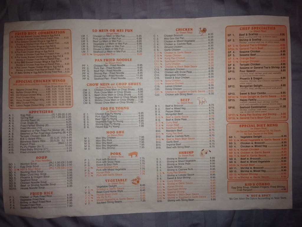 Menu at China Heaven restaurant, Alpharetta, Holcomb Bridge Rd
