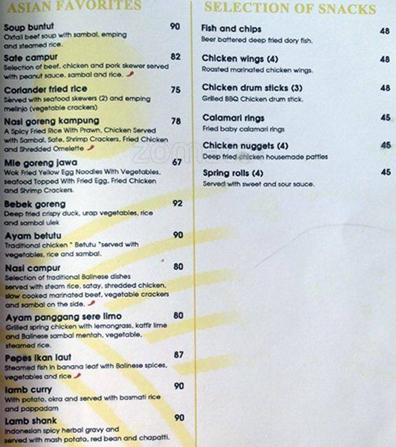 Menu at Bamboo Cafe, Kuta Selatan