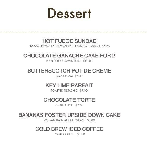 Menu at Shore St. Armands restaurant, Sarasota