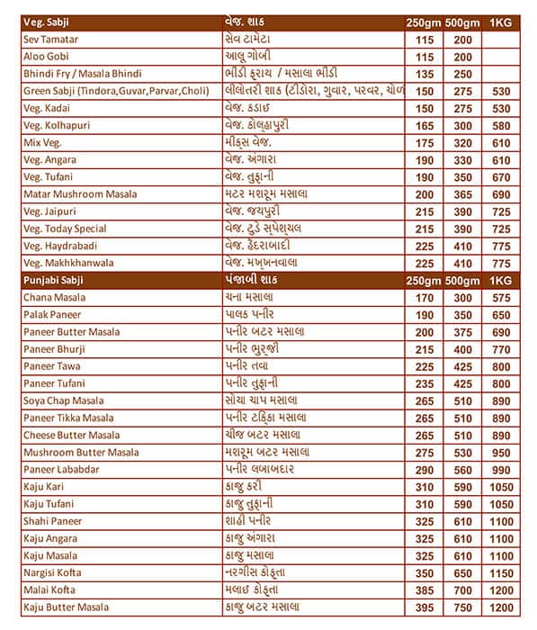 Menu at Food Campus, Surat
