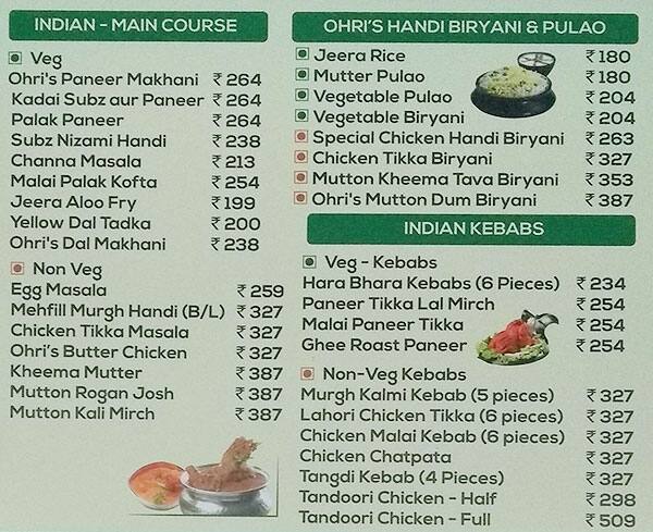 Menu at Pickles @ Ohri's, Secunderabad, Door No. 9-1-167/168