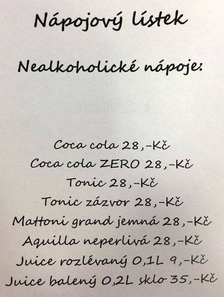 Menu at Osteria Antika restaurant, Prague