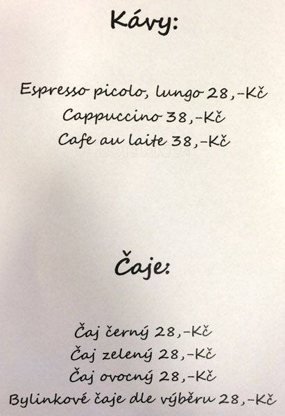 Menu at Osteria Antika restaurant, Prague