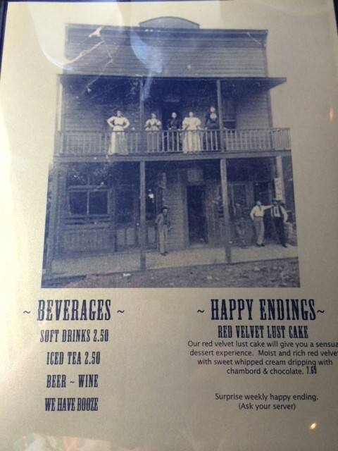 Menu at The Bordello of Jerome restaurant, Jerome