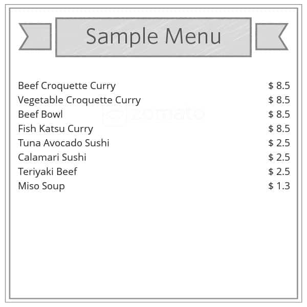 Menu at Sushi on Cribb restaurant, Milton