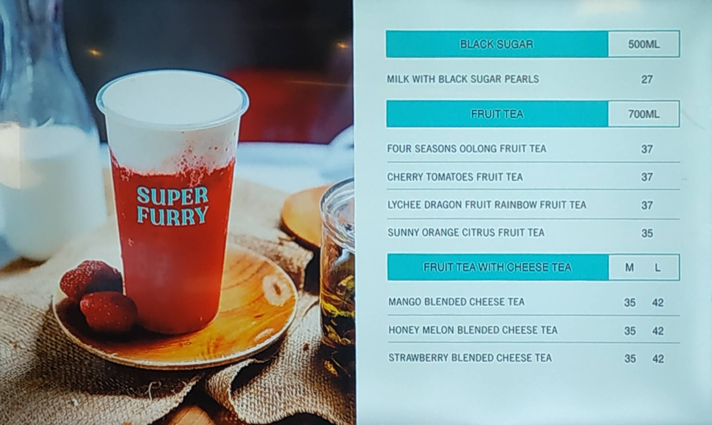 Menu at Super Furry, Jakarta