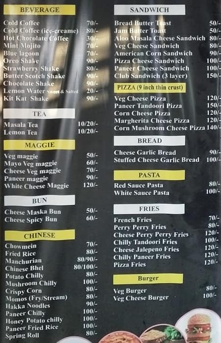 Menu of Cafe Bethak, City Centre, Udaipur