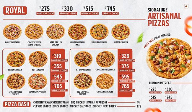 Menu of London Yard Pizza, Pali Hill, Bandra West, Mumbai