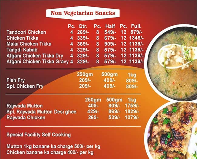 Menu of Rajwada Meat House, Pratap Nagar, Jaipur