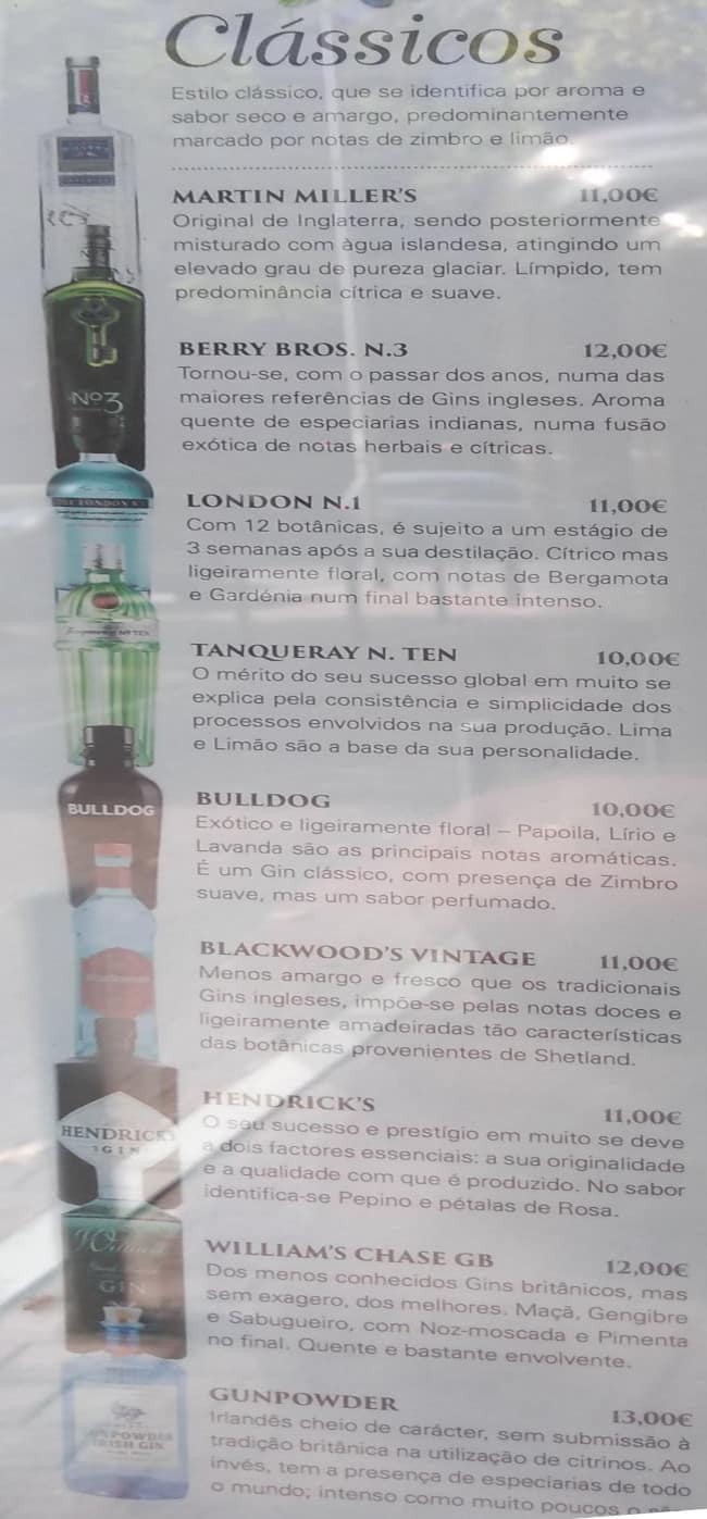 Menu at Mauricio's Coffee House, Odivelas