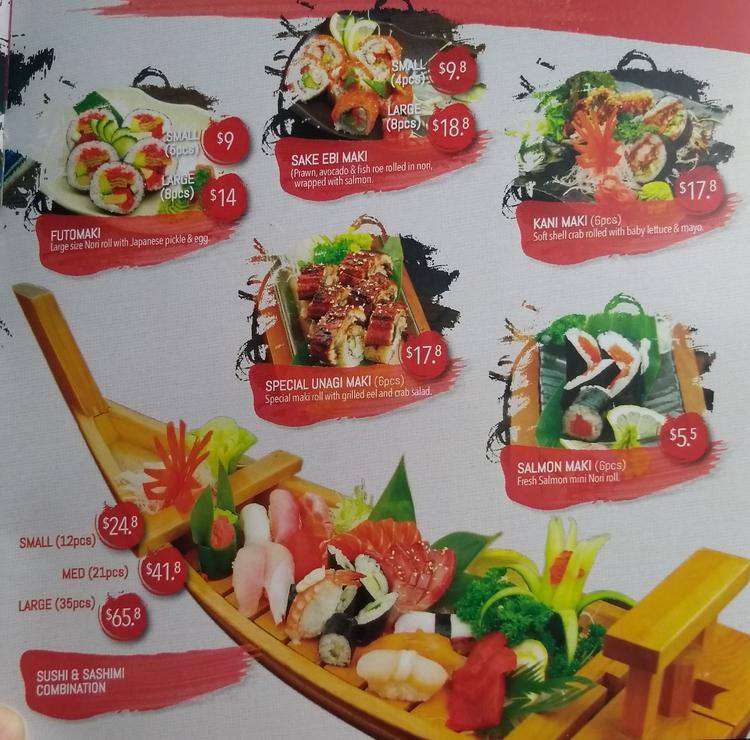 Menu at Momoco Sushi restaurant, Heidelberg