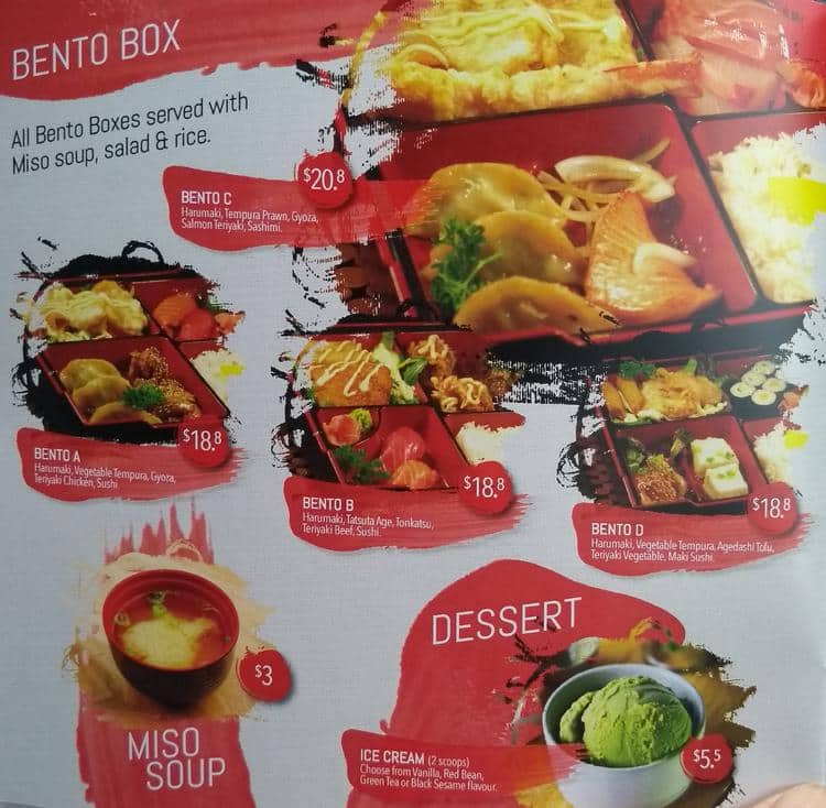 Menu at Momoco Sushi restaurant, Heidelberg