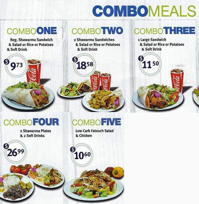 Menu at Shawarma Prince restaurant, Ottawa, Merivale Rd