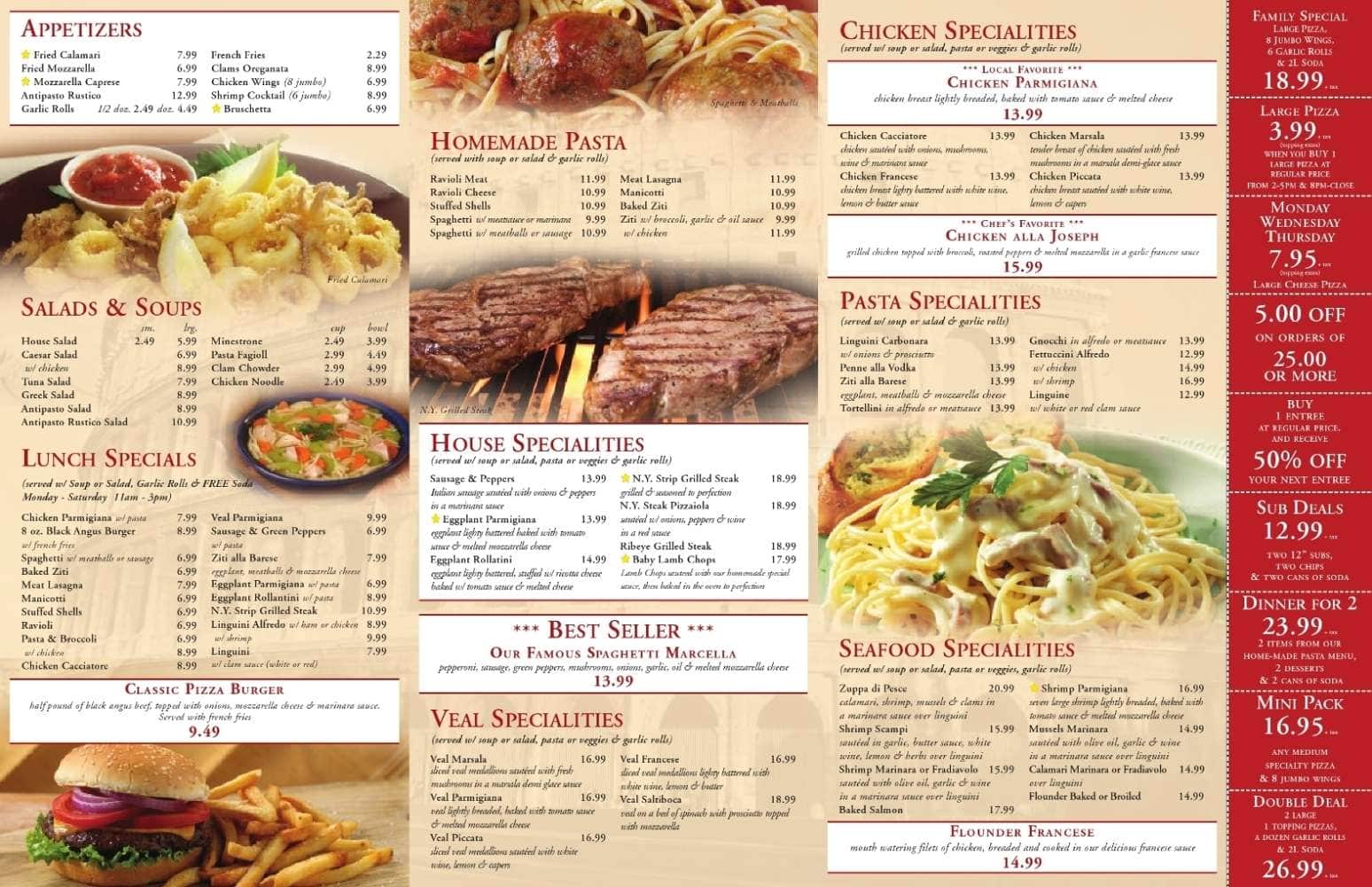 Menu at Marcella's Italian Restaurant & Pizzeria, Pembroke Pines