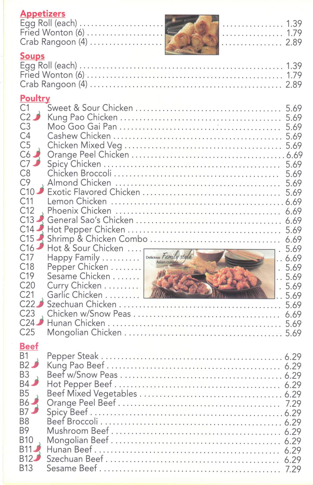 Menu at Mr Chow restaurant, Longview