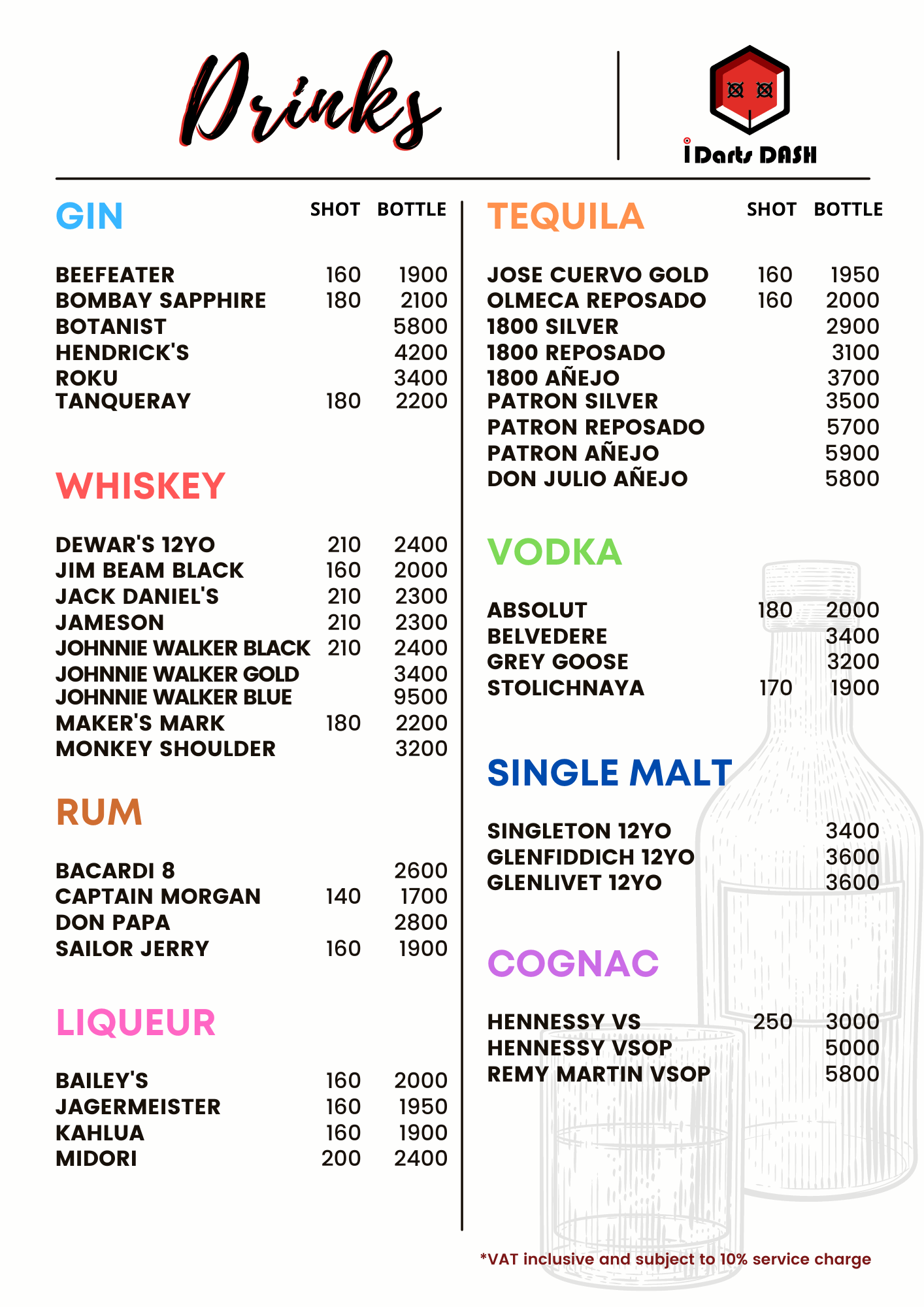 Menu at i Darts DASH pub & bar, Taguig, 4/F
