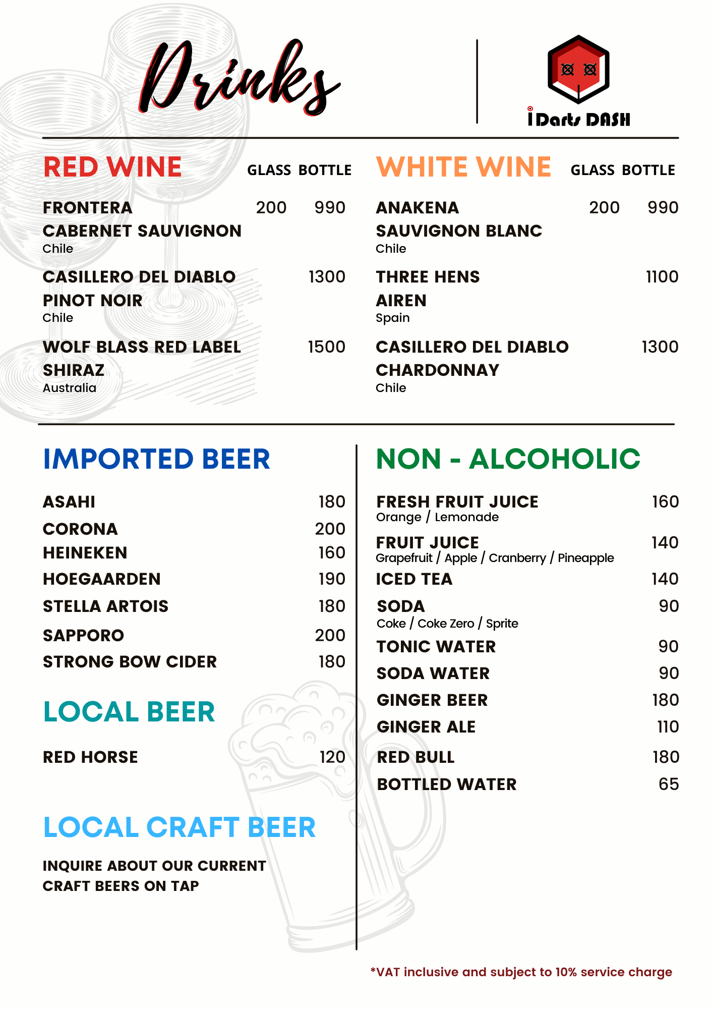 Menu at i Darts DASH pub & bar, Taguig, 4/F