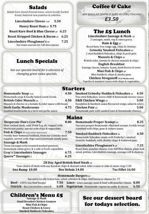 Menu at Harrisons Restaurant, Barton-upon-Humber