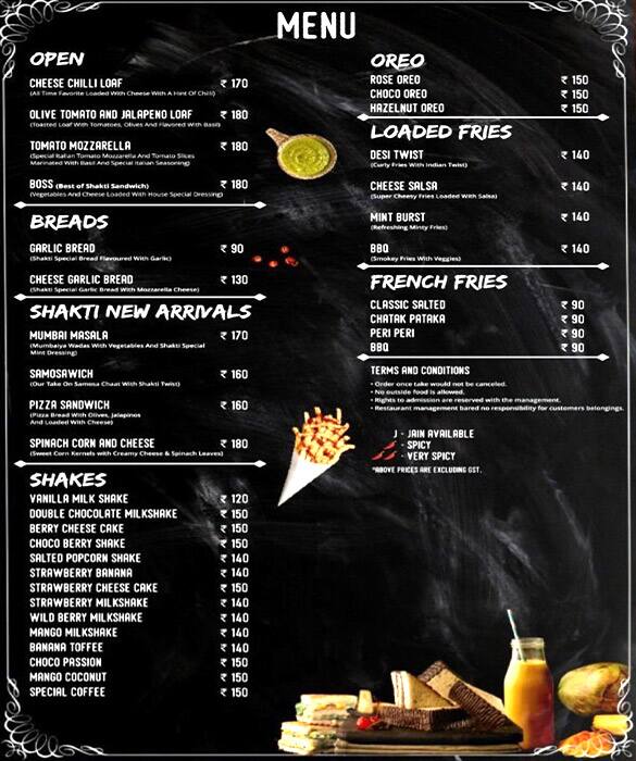 Menu at Shakti Sandwich Vishala, Ahmedabad