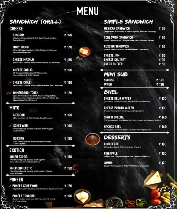 Menu at Shakti Sandwich Vishala, Ahmedabad