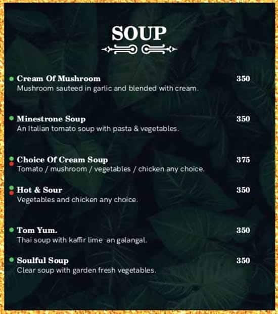 Menu of The Lotus Resort, Lonavala, Pune