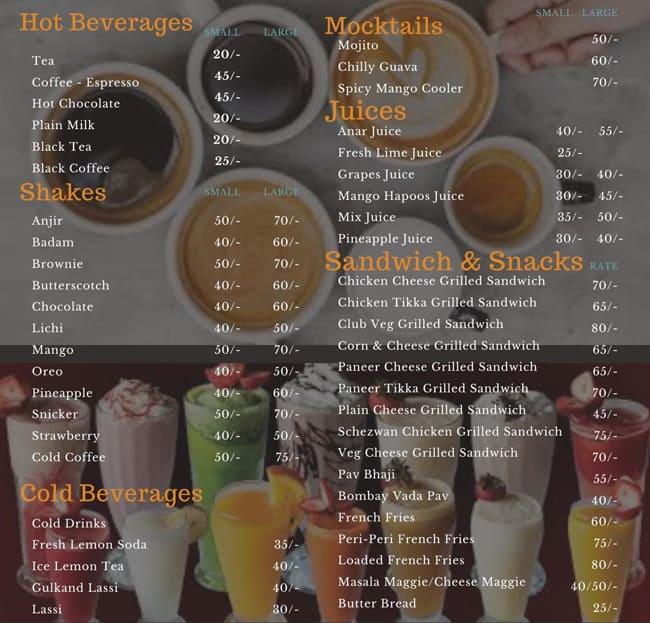 Menu of Cafe Bella Ciao, Ayodhya Nagar, Nagpur