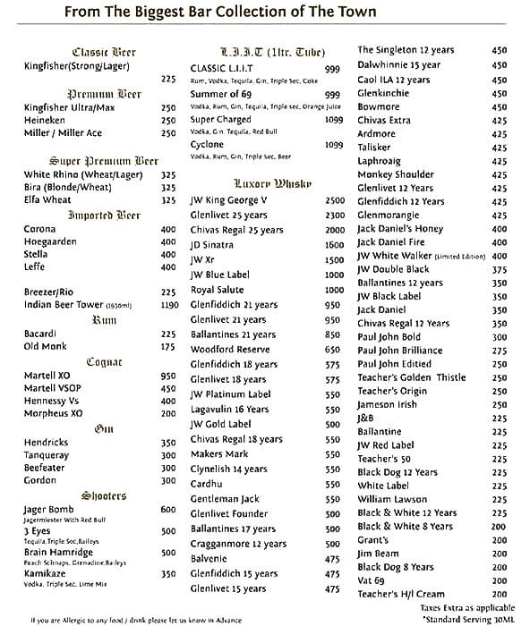 Menu at Pyramid Microbrewery Café Lounge Bar, Shimla, Shimla, Bridge ...