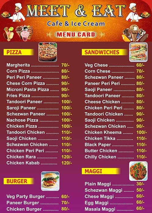 Menu of Meet & Eat Cafe, Hingna T Point, Nagpur