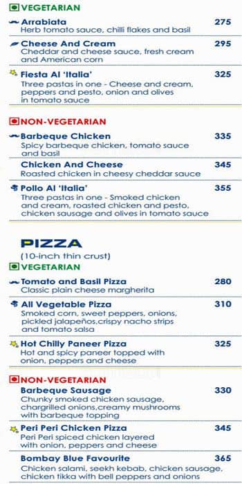 Menu at Bombay Blue Express, Fort, Mumbai, 65