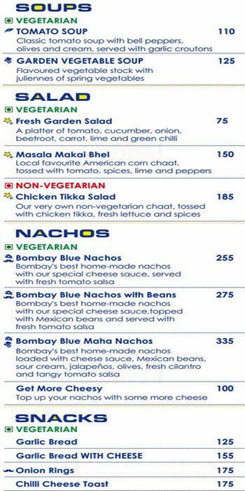 Menu at Bombay Blue Express, Fort, Mumbai, 65