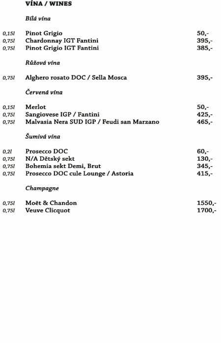 Menu at Squash Bowling Chodov pub & bar, Prague