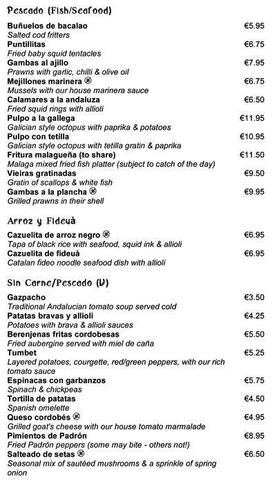 Menu At Las Tapas De Lola Pub And Bar Dublin