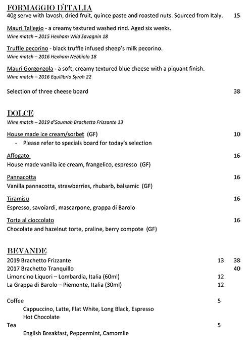 Menu at Ai Fiori Trattoria restaurant, Gruyere