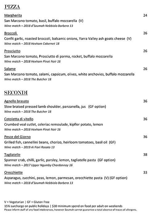 Menu at Ai Fiori Trattoria restaurant, Gruyere