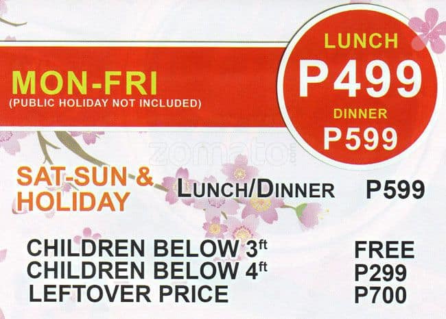 Menu at Yakimix restaurant, Cebu City, Mountain Wing Area