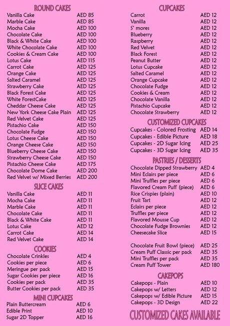 My Little Baker Sweets Menu, Menu for My Little Baker Sweets, Al ...