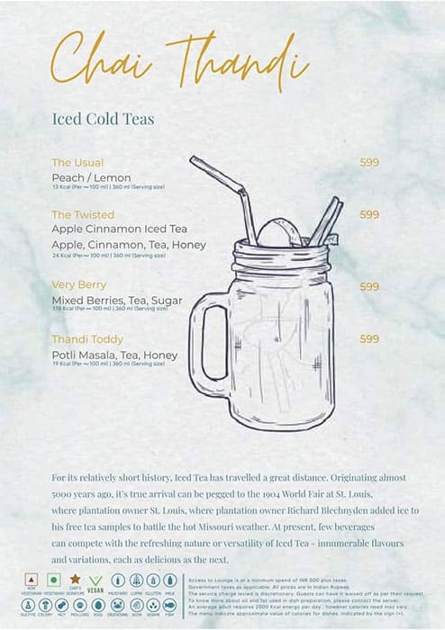 Menu of Mister Chai - Shangri-La Eros New Delhi, Connaught Place, New Delhi